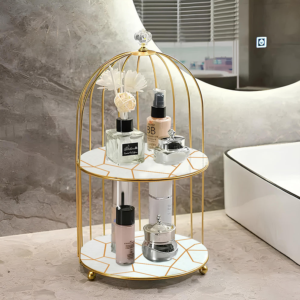 2-Tier Golden Vanity Cage by Matrix – All-In-One Store