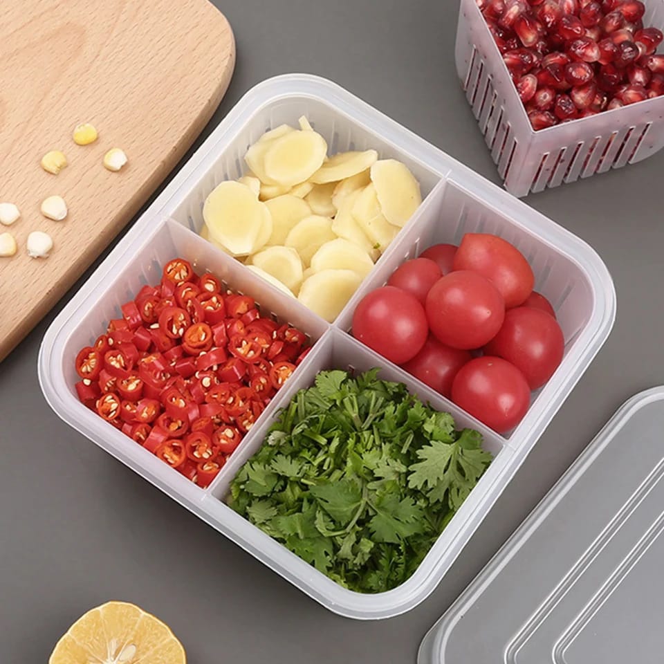 4 in 1 Vegetable & Fruit Storage Box With Lid – All-In-One Store