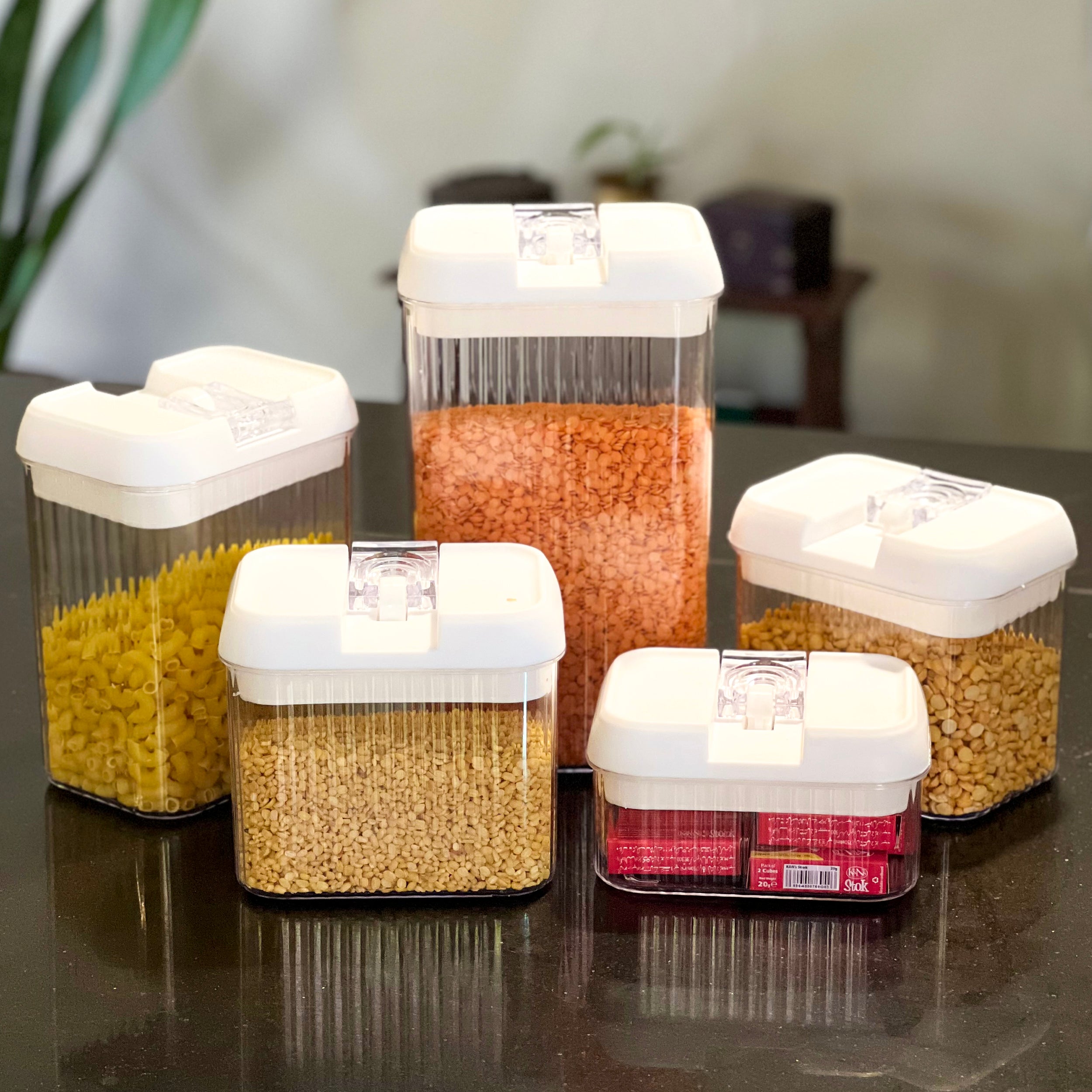 5-Piece Airtight Food & Lentils Container Set – All-In-One Store