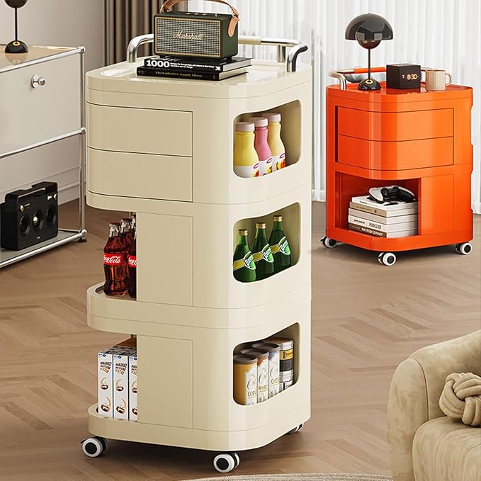 4 Tier Multi-Purpose Rolling Cart with 2 Rotational Compartments – All ...
