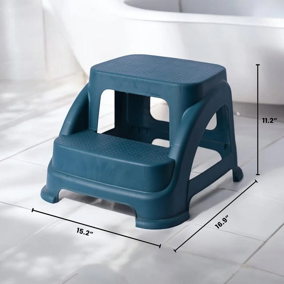 Double Step Stool – Foldable 2-Step Ladder – All-In-One Store