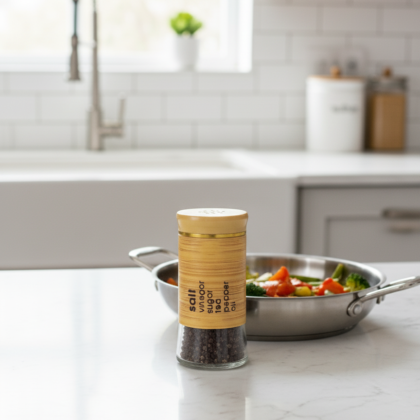 Tabletop Glass Condiment & Seasoning Dispenser – All-In-One Store