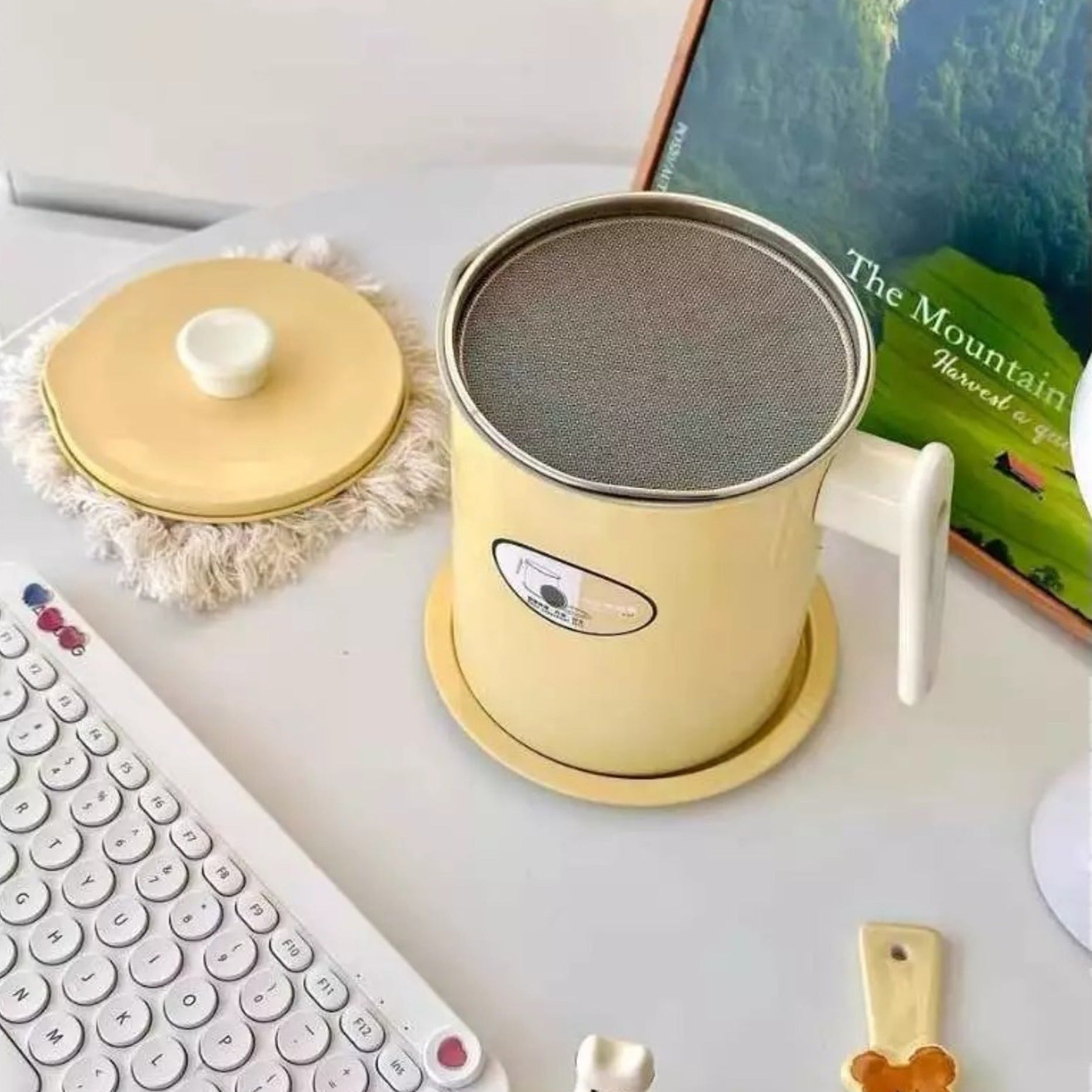 Deluxe Stainless Steel Oil Filter Pot with Fine Mesh Strainer and Hand ...