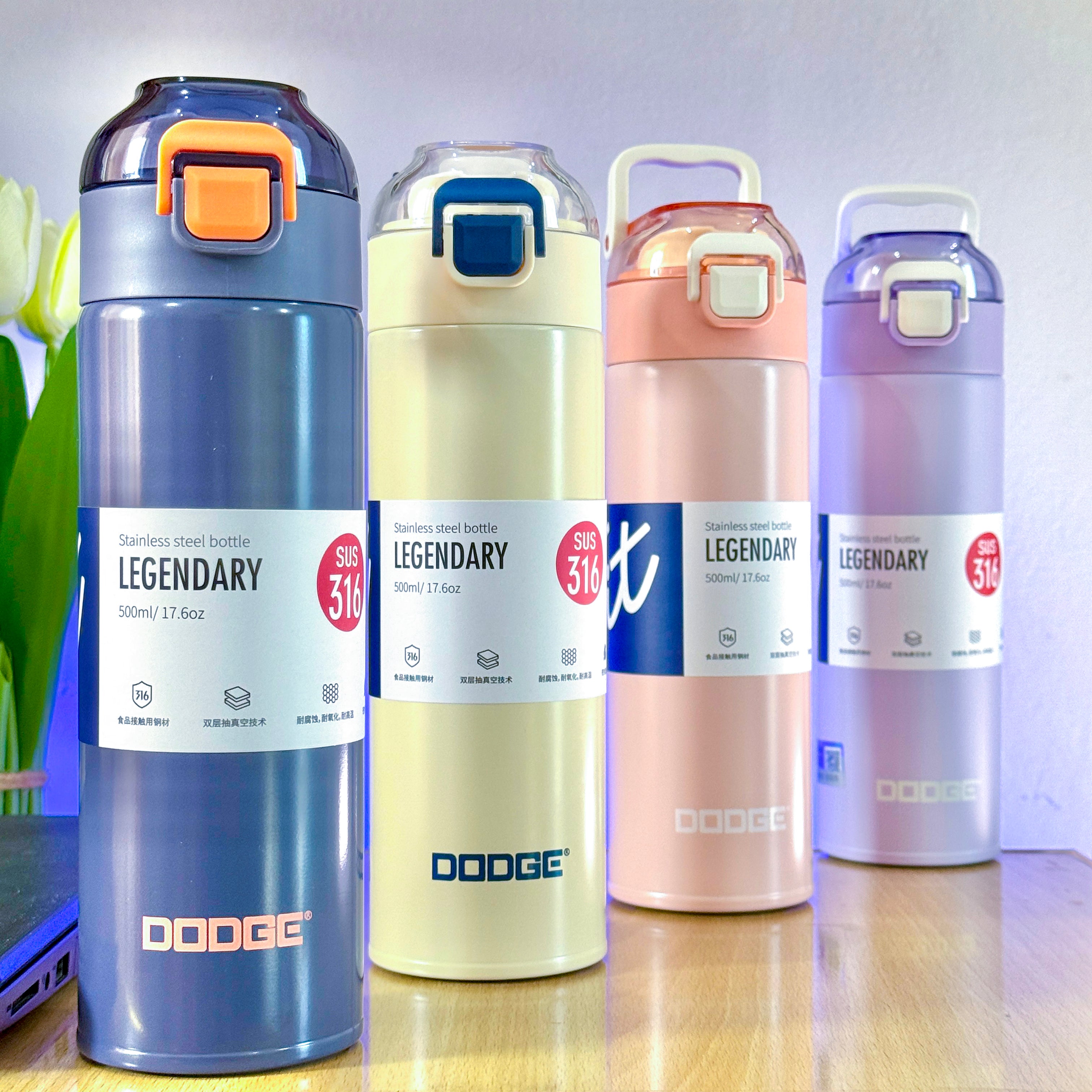 DODGE - Slim Insulated Stainless Steel Anti-Spill Bottle (500ml) (DB-2 ...